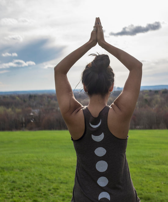 Moon Phases Ladies Racerback Tank – cinder + salt